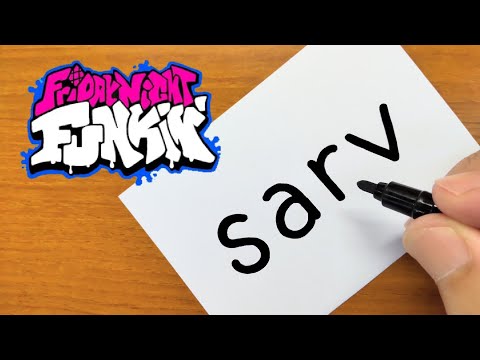 How to turn words SARV(Friday Night Funkin' mod|Sarvente)into a cartoon - How to draw doodle art