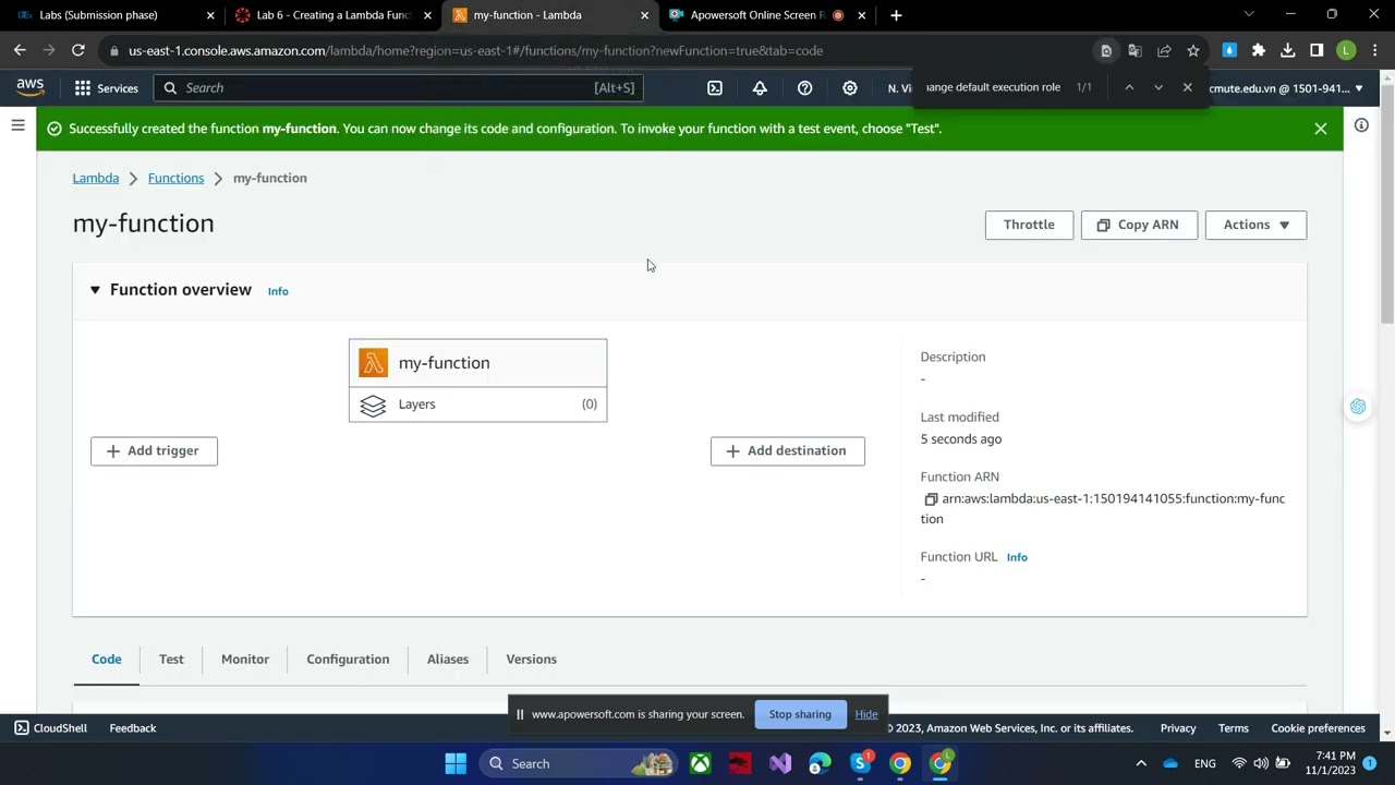 Lab 6 - Creating a Lambda Function