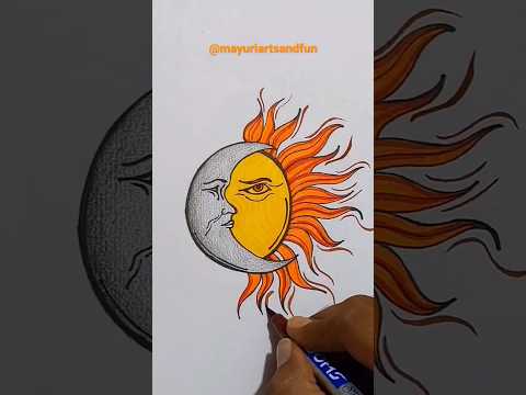 Easy Sun and Moon Drawing🌞🌜🔥#shorts #youtubeshorts #drawing #sunandmoon #shortvideo #trending #viral