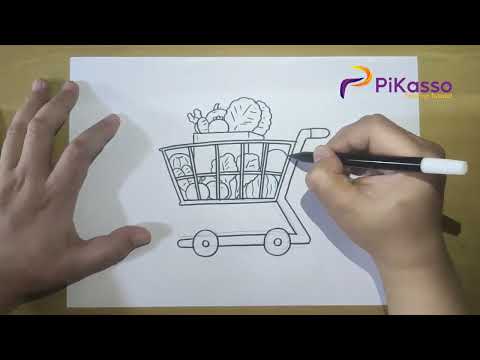 How to Draw a Shopping Cart Easy step by step