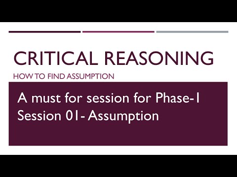 Critical Reasoning Assumption Based Questions - 1 Video Lecture - Crash ...
