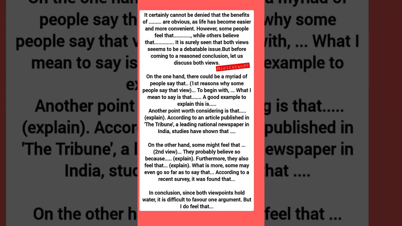 IELTS Essay Discussion Full template #mieltsband7