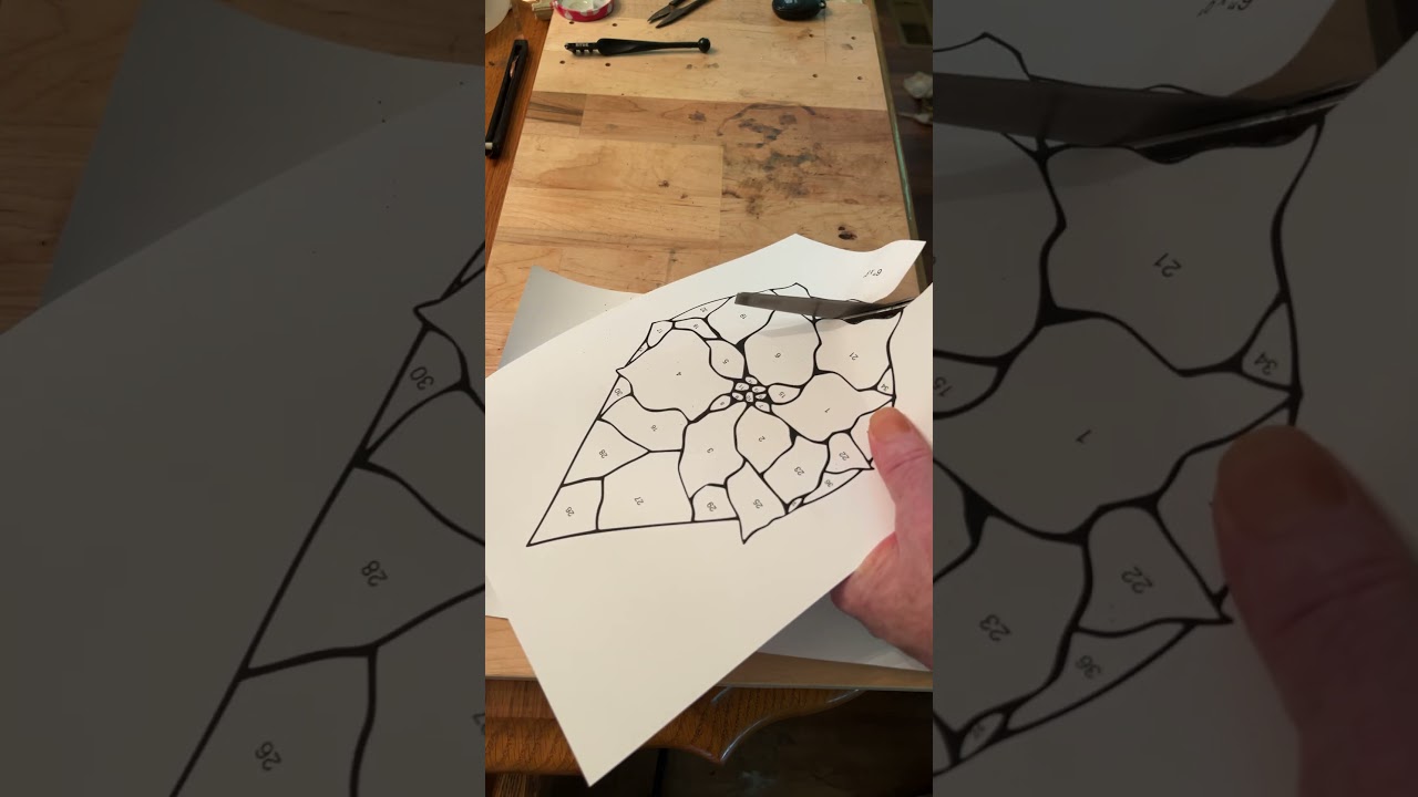 Prepare to cut out small patterns for stained glass. #stainedglass #pattern #glasscutting