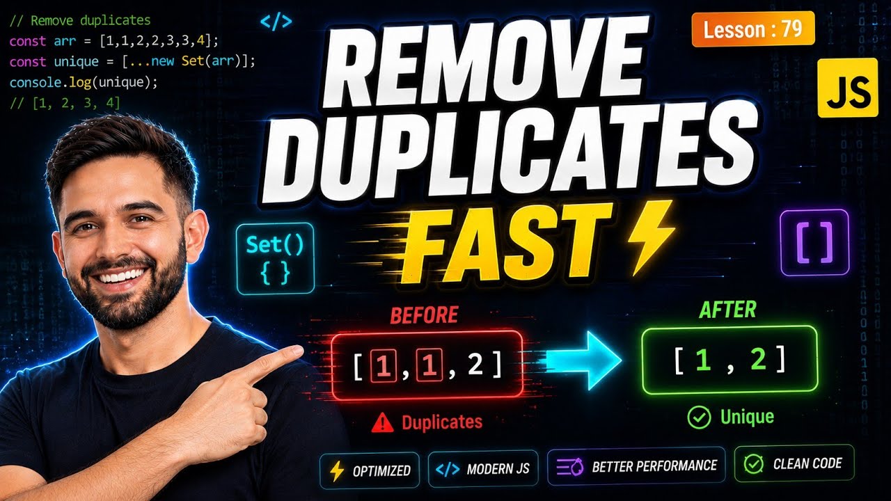 How to Remove Duplicate Elements from Array in JavaScript FAST | JS Array Optimization Tutorial
