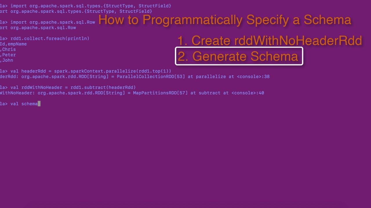 How to programmatically specify a schema?