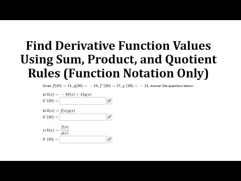 Find Derivative Function Values Using Sum, Product, and Quotient Rules ...