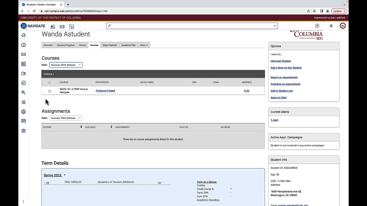 A.AC.T. Navigate: Viewing Courses and Transcripts