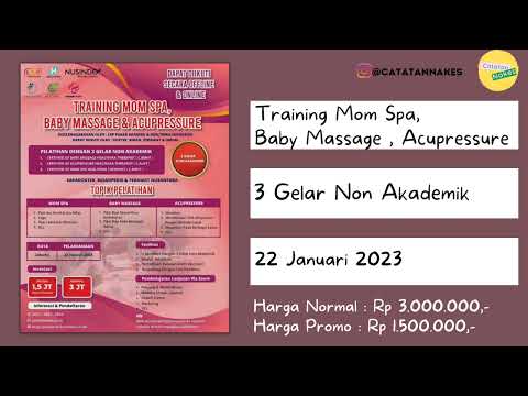 Pelatihan Mom Spa Baby Massage Acupressur 22 Januari 2023 - Dapatkan 3 Gelar Non Akademik