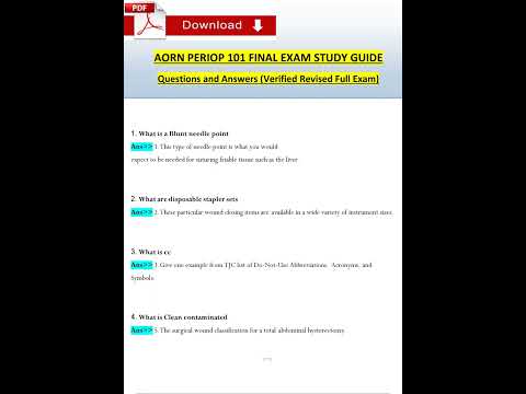 AORN Periop 101 Final Exam Study Guide Questions and Revised Correct Answers 2024 2025 100% Guaran