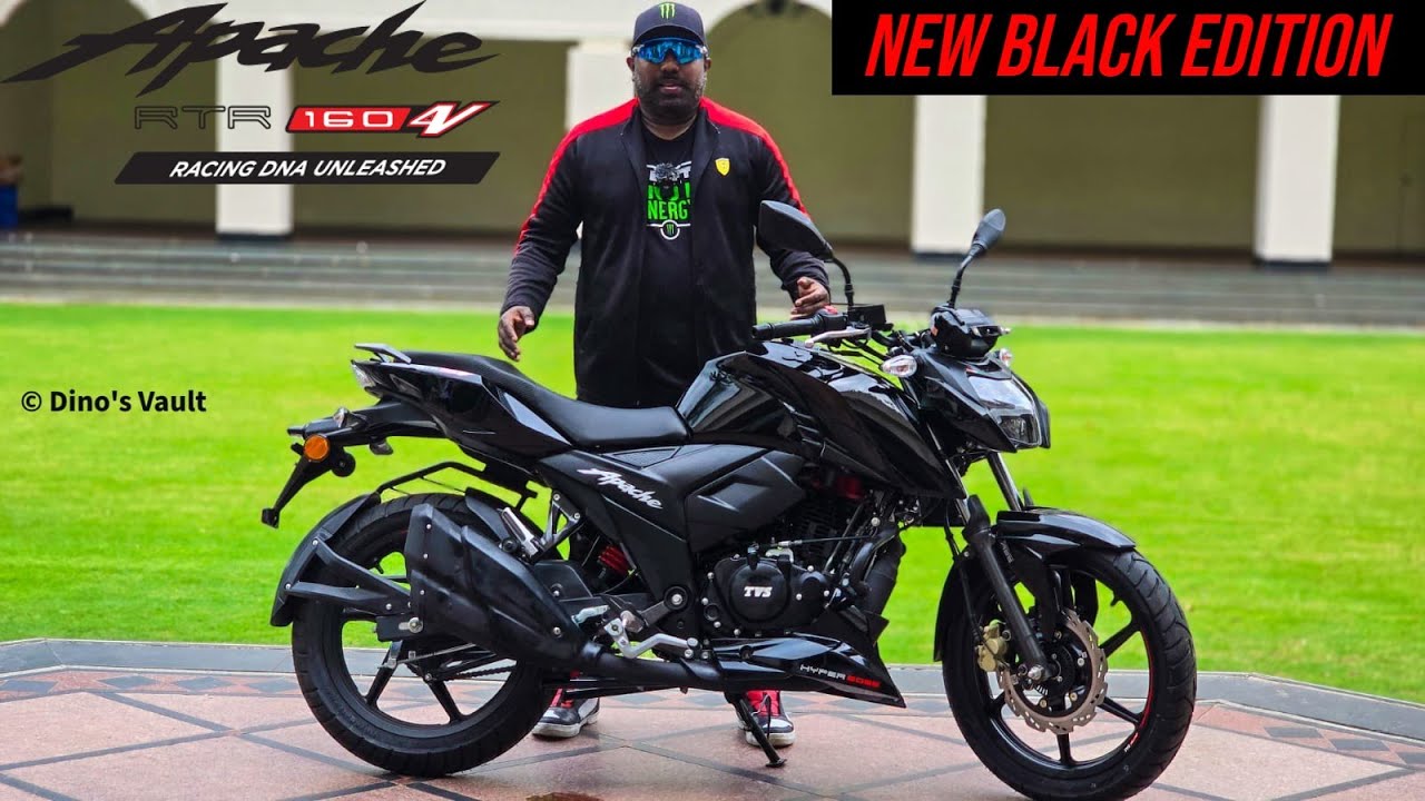 TVS Apache RTR 160 4V BLACK EDITION Walkaround Review | Priced @ ₹1.19/- lacs ex-showroom