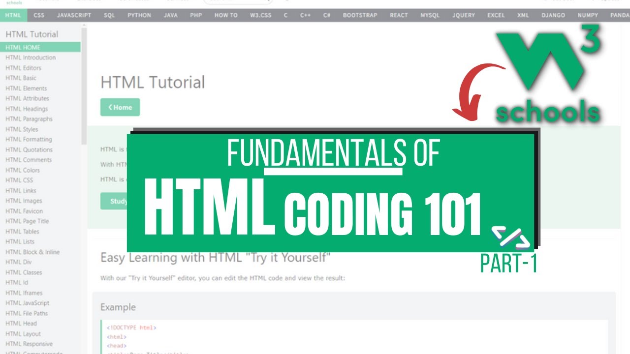 HTML Coding 101: 01 Introduction to HTML - Master the Basics with W3Schools HTML Tutorial