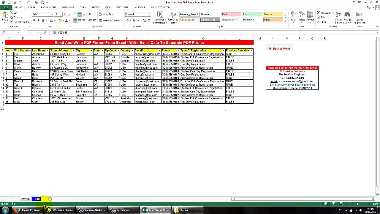 Read And Write PDF Forms From Excel