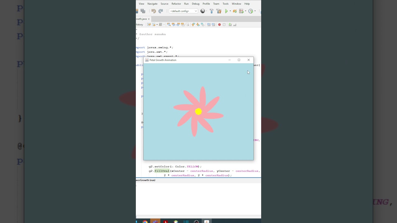 Java Swing Flower Animation 🌸 | Petal Growth in 10 Seconds | #Shorts