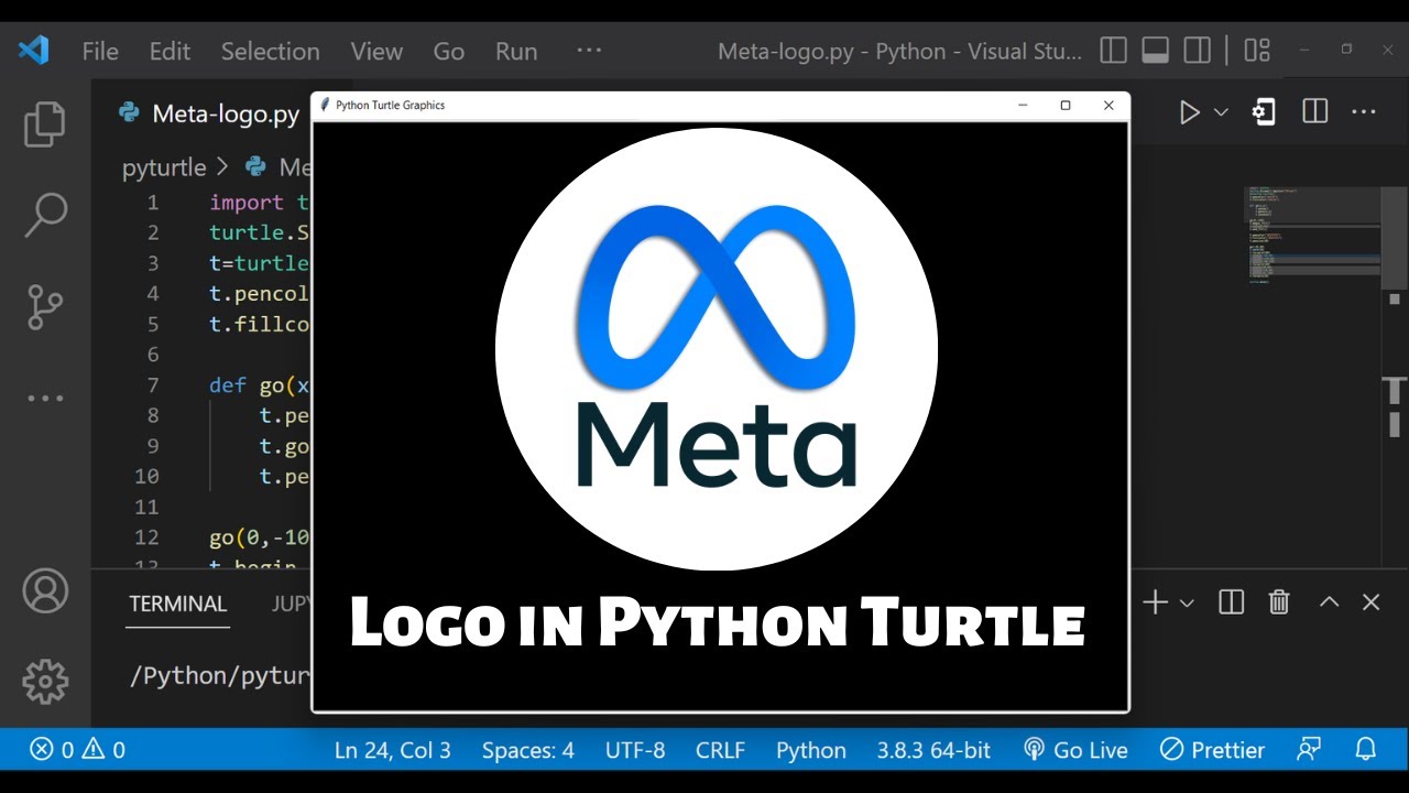 META Logo Drawing Using Python Turtle | Python Turtle Graphics | Python Animations | @facebookapp​