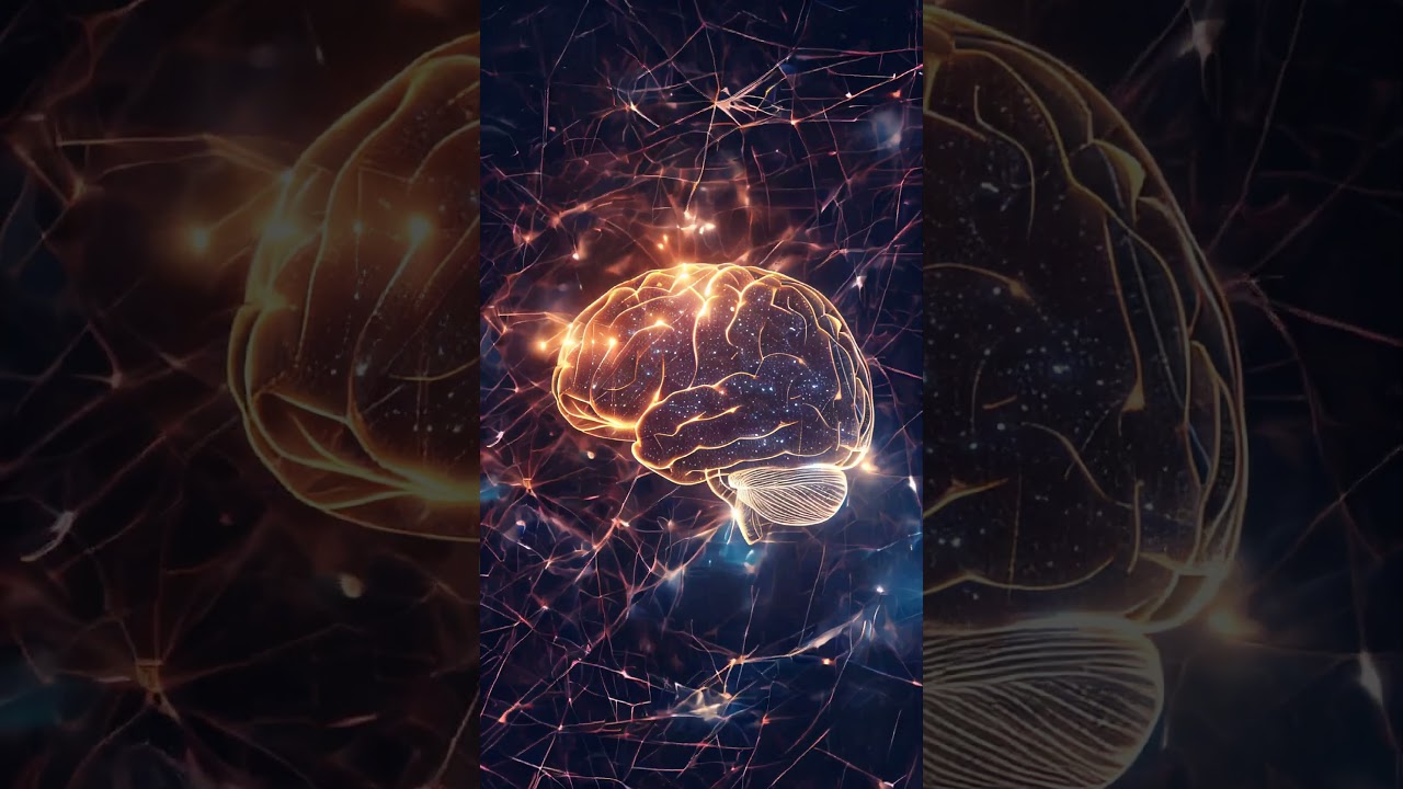 Human brain forming a complex network with neurons and synapses that glow and shimmer