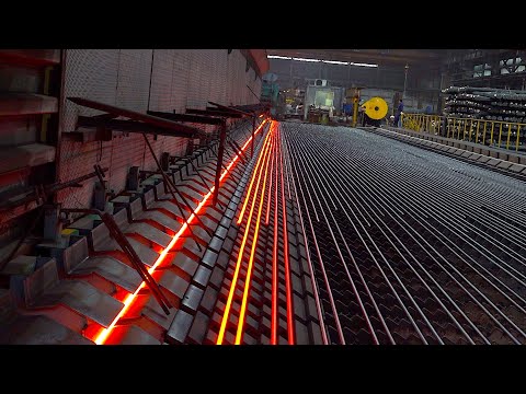 Amazing Scale! process of mass production of rebar. Korean Steel Factory