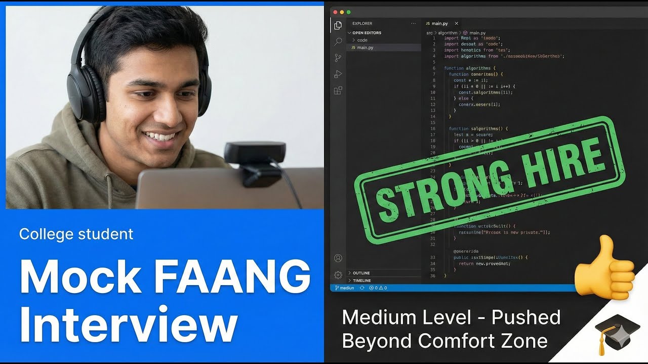 Mock FAANG DSA Interview With Intern -   Medium Level - Strong Hire