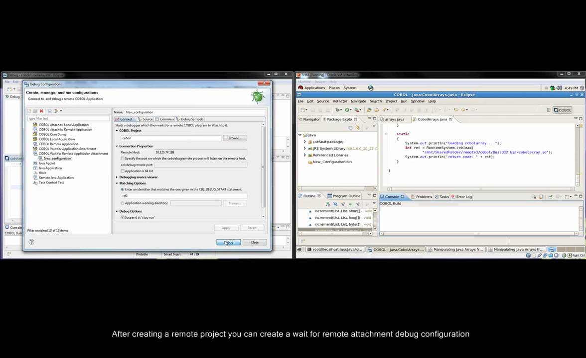 Waiting to attach to remote process in Visual COBOL for Eclipse