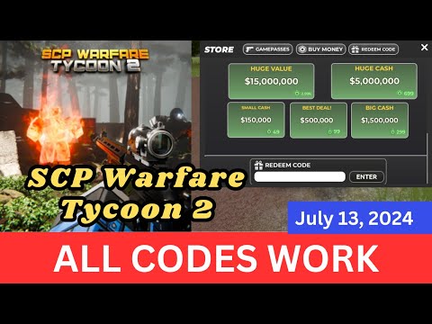 *All CODES WORK* SCP Warfare Tycoon 2 ROBLOX, July 13, 2024