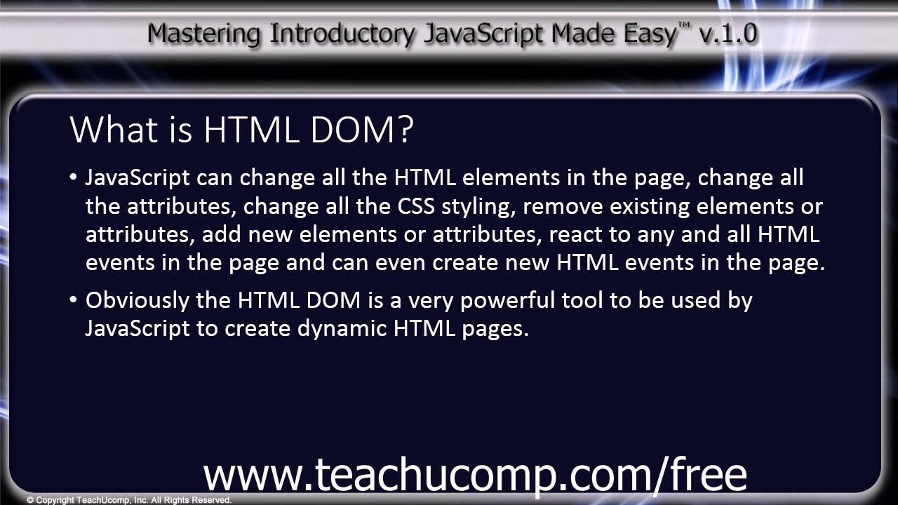 JavaScript Training Tutorial What is HTML DOM?