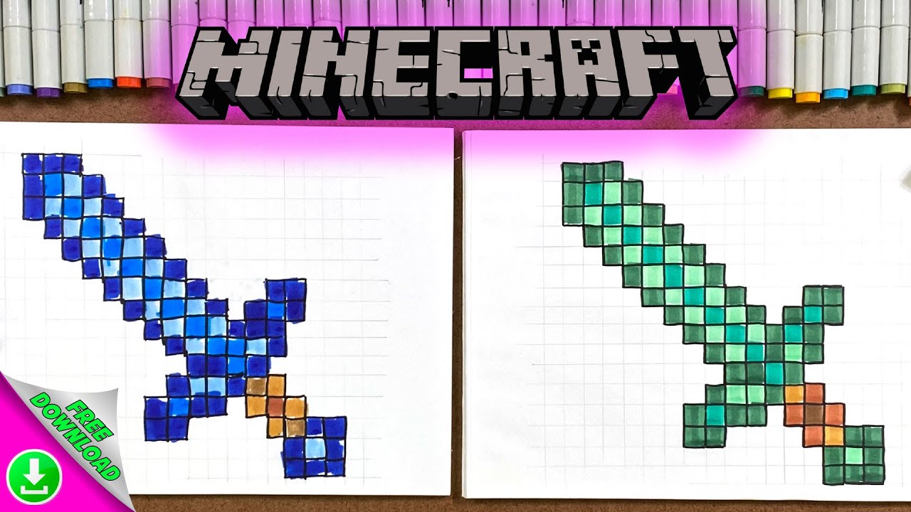 How to Draw MINECRAFT SWORD - (Easy Lesson Beginner)