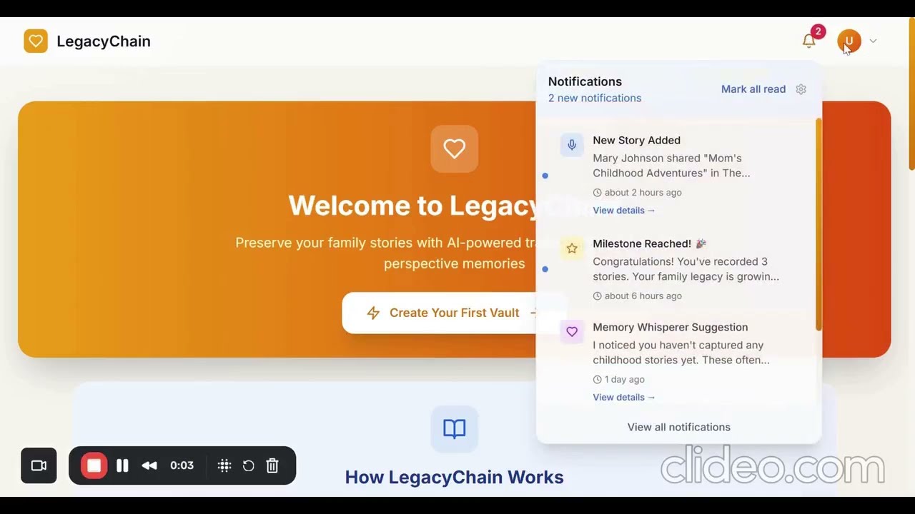 LegacyChain – Preserve Family Voices Through AI | Bolt Hackathon 2025