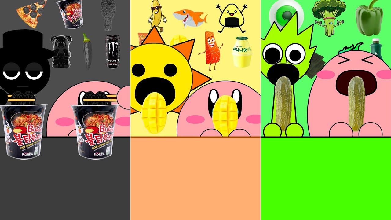 Kirby vs Incredibox Sprunki - Emoticon Color Food Asmr Mukbang Complete Edition