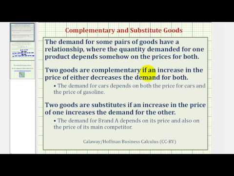 Ex: Complementary and Substitute Goods – Demand Function | Math Help from Arithmetic through ...