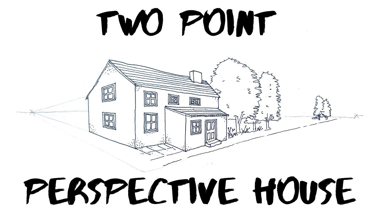 How to Draw a House in Two-Point Perspective // Tutorial // 2 point perspective