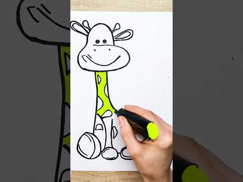 How to DRAW a cute giraffe EASILY | Drawing lesson step by step for kids and toddlers cute giraffe