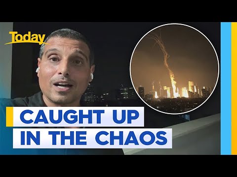 Australian stranded in Israel seeks shelter during live interview | Today Show Australia