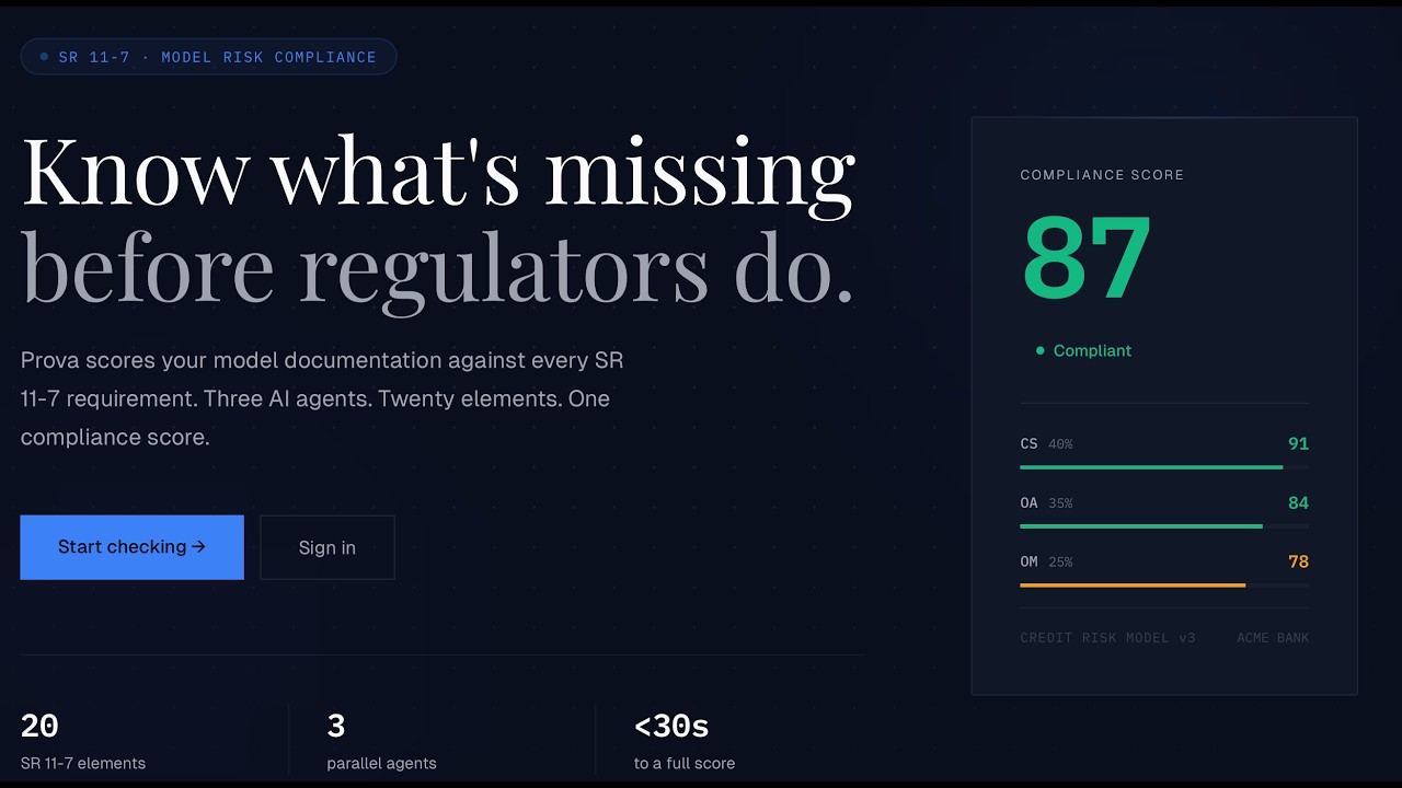 Prova — AI-Powered SR 11-7 Compliance Checker | Full Demo + Claude Code Workflow