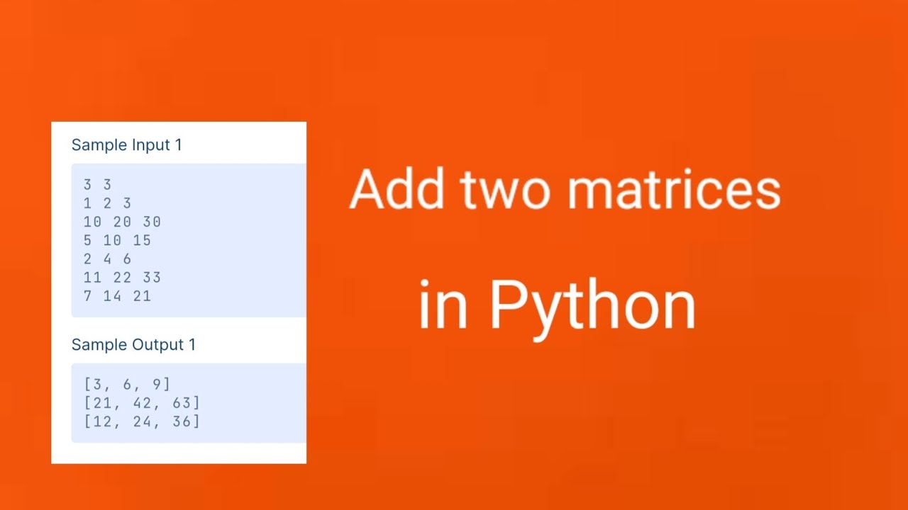 Add two matrices in python #ccbp