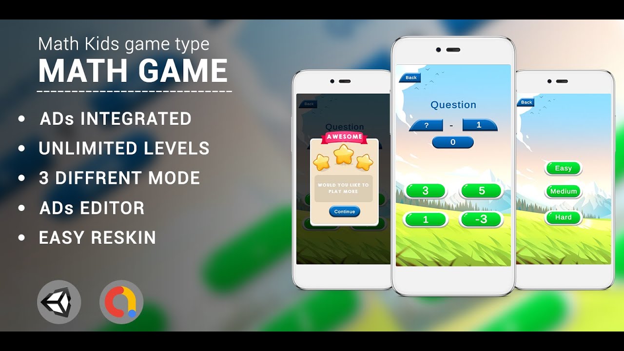 Kid Math Game Template: Unity Source Code #unitytechnology #games