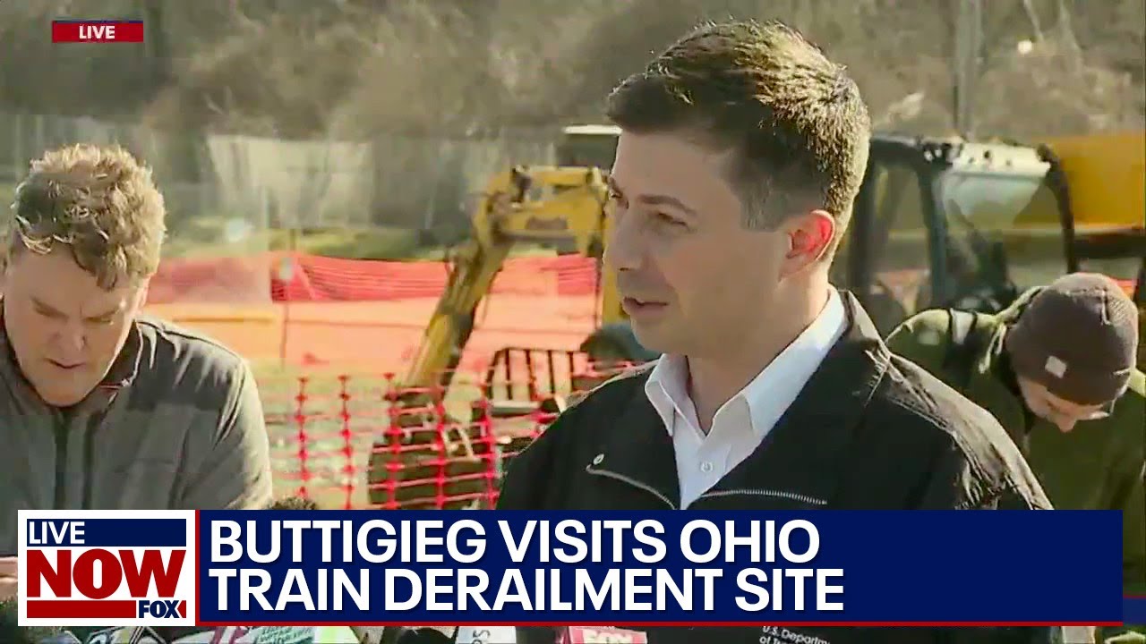 Pete Buttigieg visits Ohio train derailment site after facing criticism  | LiveNOW from FOX