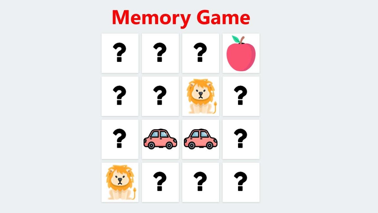Card matching game || Memory game using HTML, Css, JavaScript and jquery || Memory Game