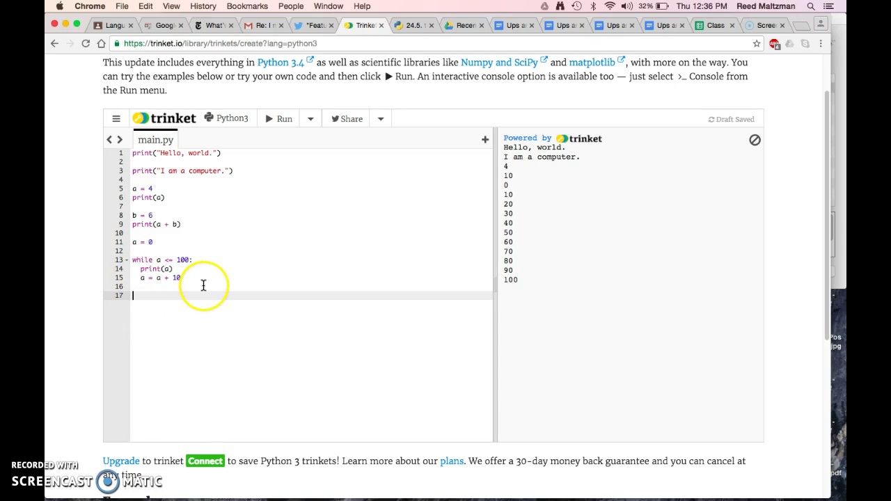 Python with Trinket (Part 1)