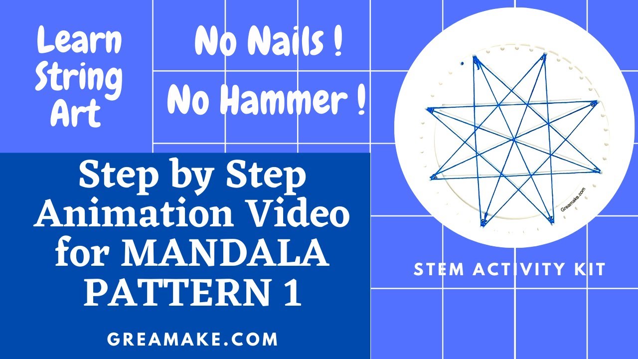 Animation Tutorial DIY MANDALA PATTERN 1 GreaMake String Art without Nails & Hammer Math STEM Kit