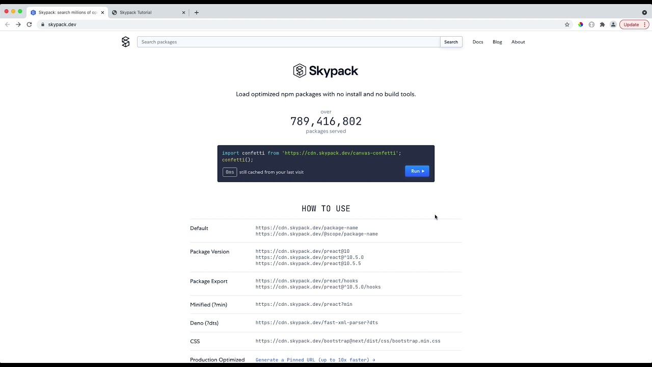 Skypack + React