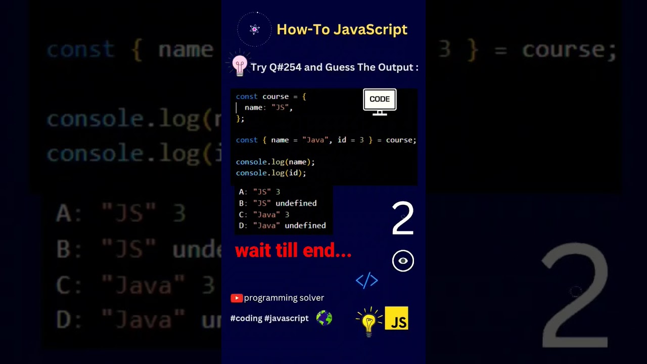 How To Code JavaScript Q#254, Try Solve & Guess The Output #shorts #coding #programming #javascript