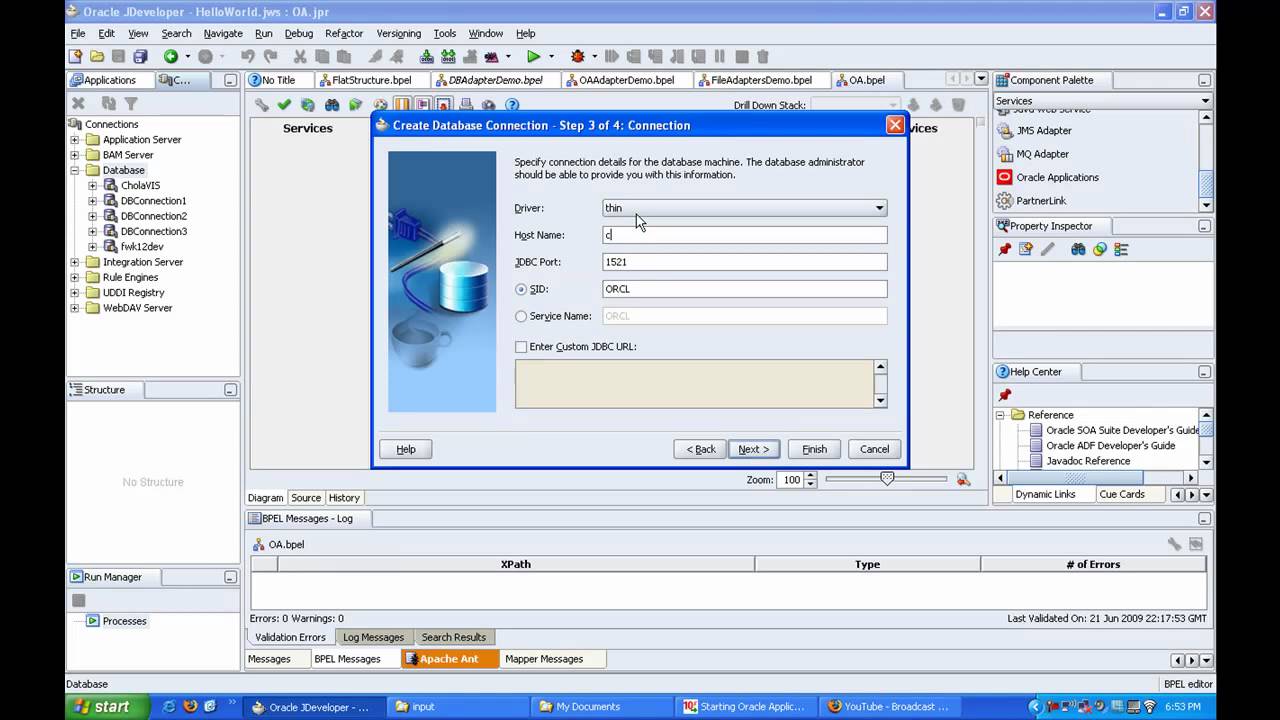 Chola's Tutorial :Creating a DB Connection in Jdeveloper