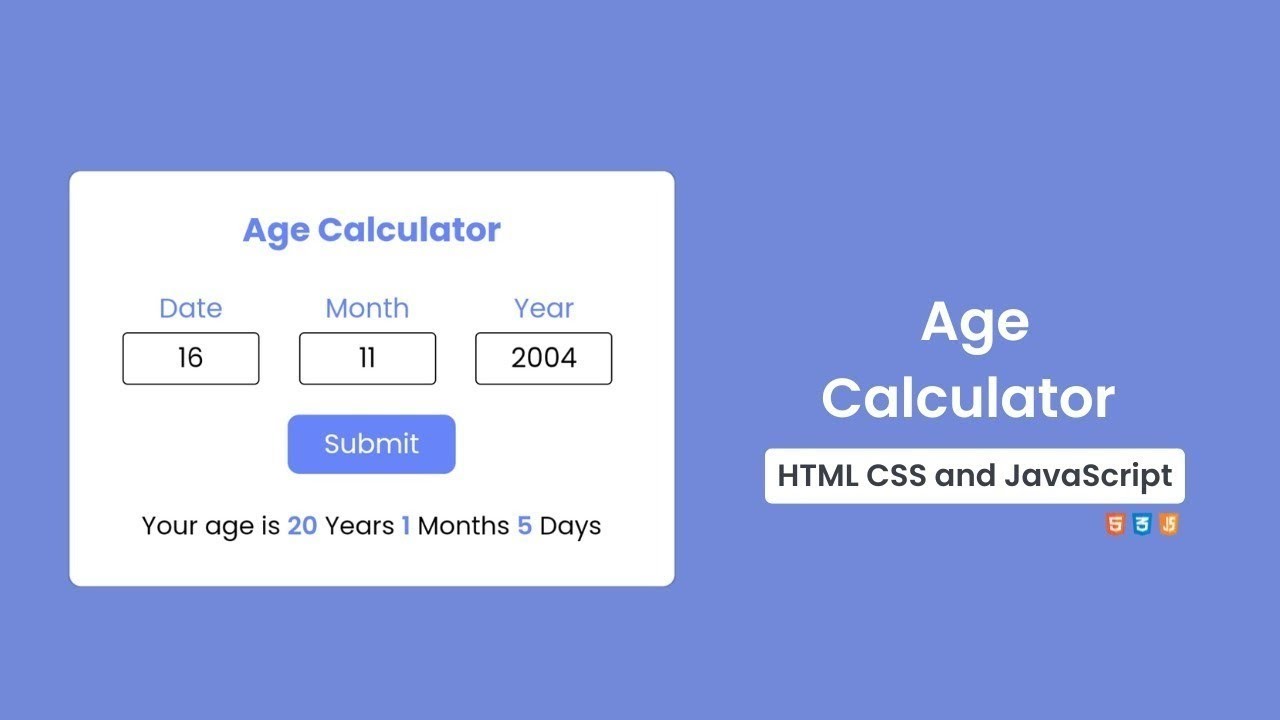 Age Calculator in HTML CSS & JavaScript | Doxa Dev