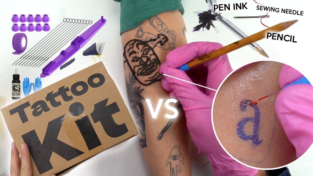 DIY TATTOO ꜱᴛɪᴄᴋ ɴ ᴘᴏᴋᴇ ~ (STUFF FROM HOME) vs (KIT FROM AMAZON)