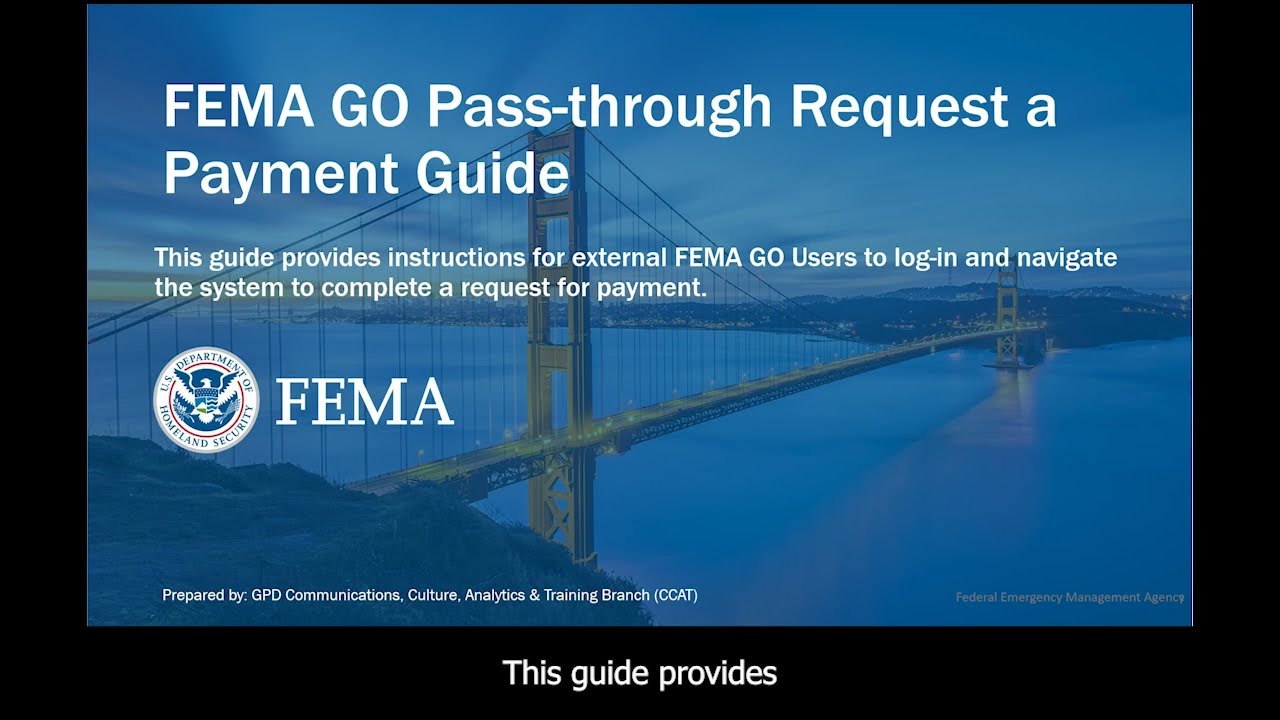 FEMA GO Pass-through Request a Payment