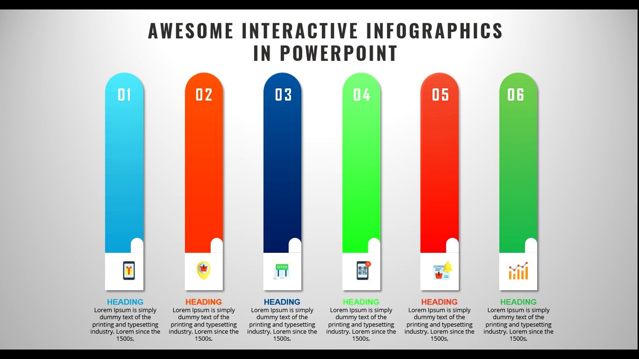 6 Step Awesome, Interactive, Timeline, Process, Business Infographics, PowerPoint Tutorial