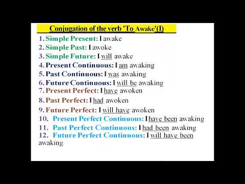 Conjugation of the verb To Awake in 12 Main English Tenses