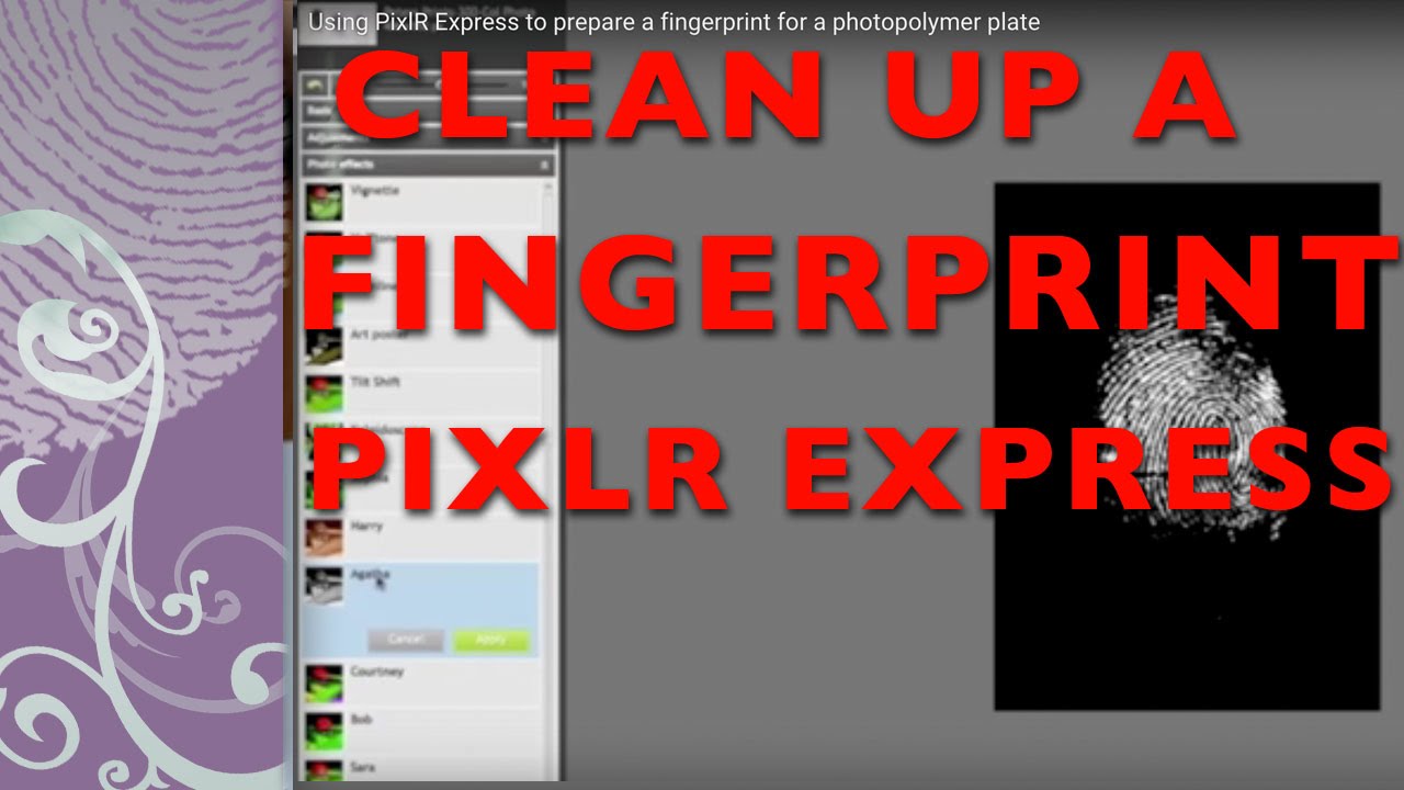 Clean up a fingerprint using PixlR Express