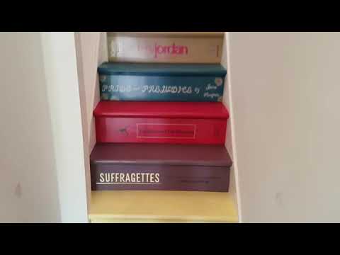 A Hand Painted Book Staircase - Stair Art Ideas - Custom Painted Staircase