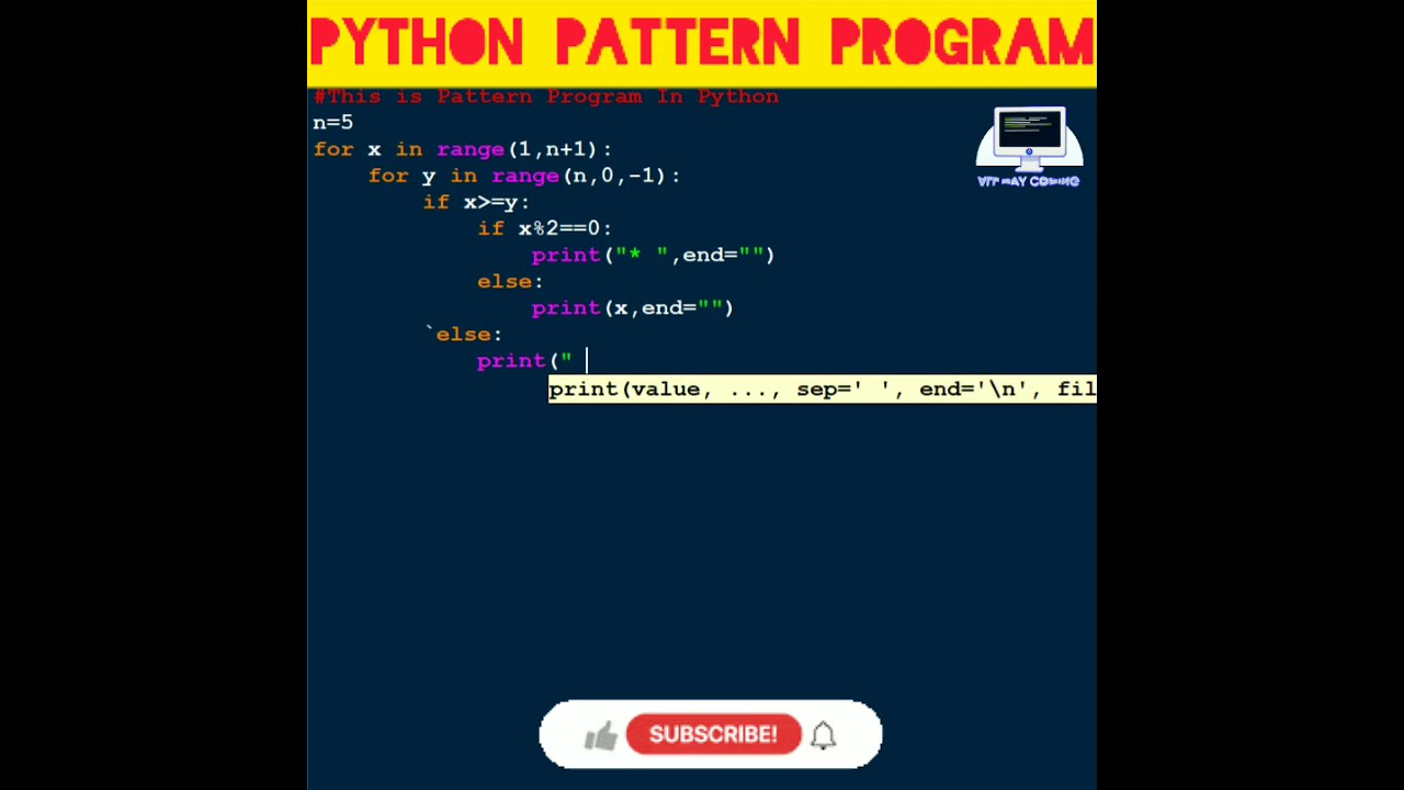 #python 64To Print Pattern Program In Python | Computer Programming | #shorts #coding #python