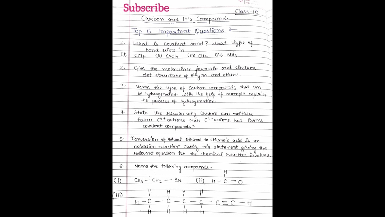 Carbon and its compound Most important question Class 10 board science #short #class10